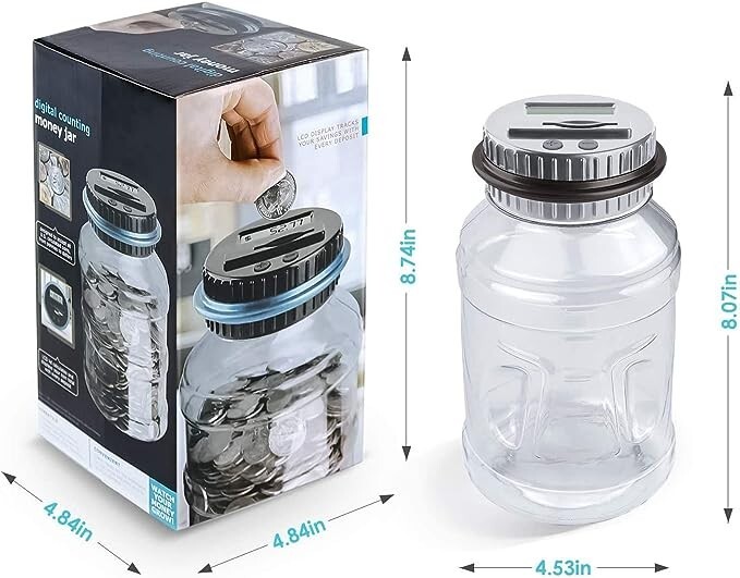 DIGITAL COIN BANK COUNTING MONEY- JAR BANK-ACCEPTS ALL US COINS-LCD ...