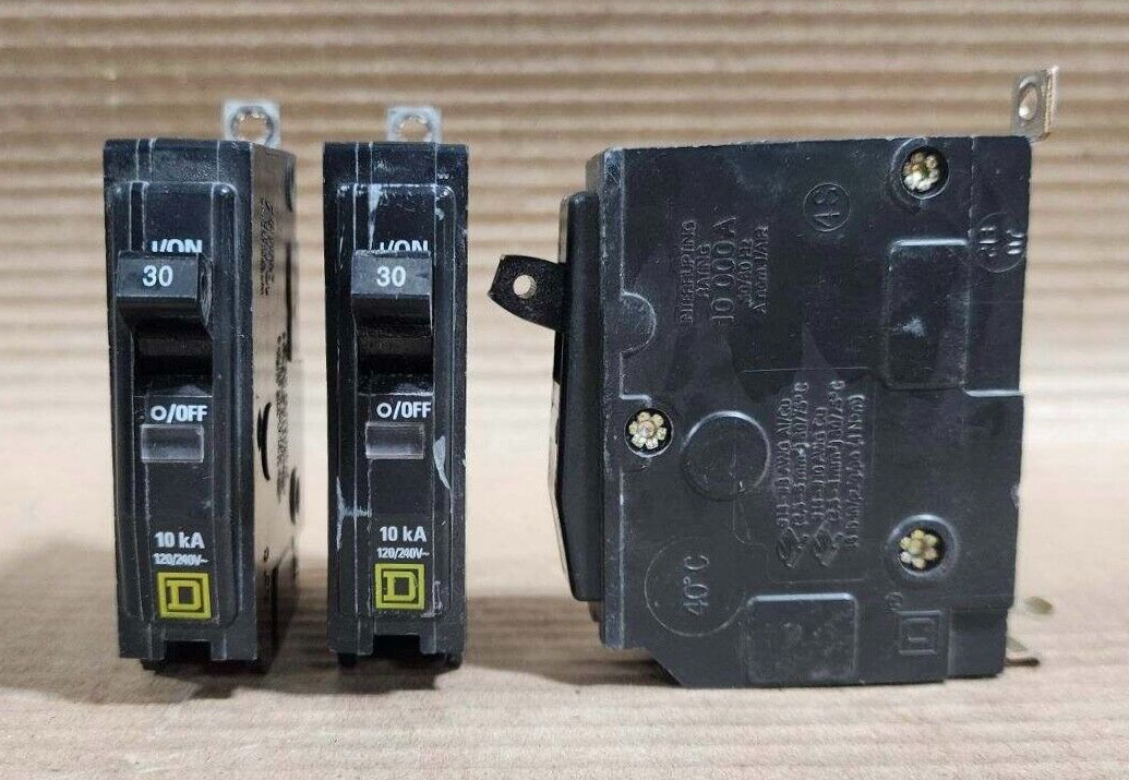 Lot of 3 SQUARE D QOB QOB130 1 POLE 30 AMP 10KA CIRCUIT BREAKER YELLOW ...