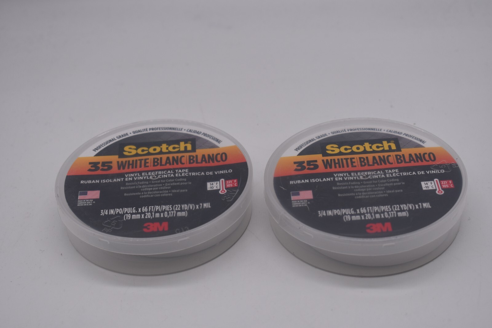 Scotch 35 WHITE Vinyl ELECTRICAL TAPE Professional 3/4" W x 66 Ft. L ...