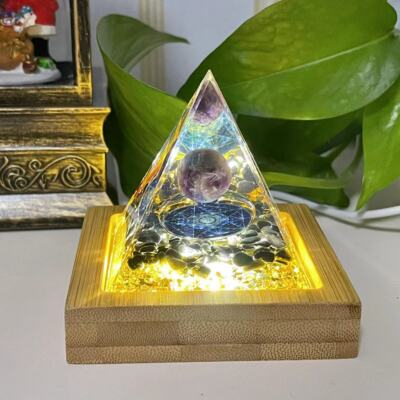 Orgonite Pyramid Amethyst Sphere obsidian Energy Decorative light lamp ...