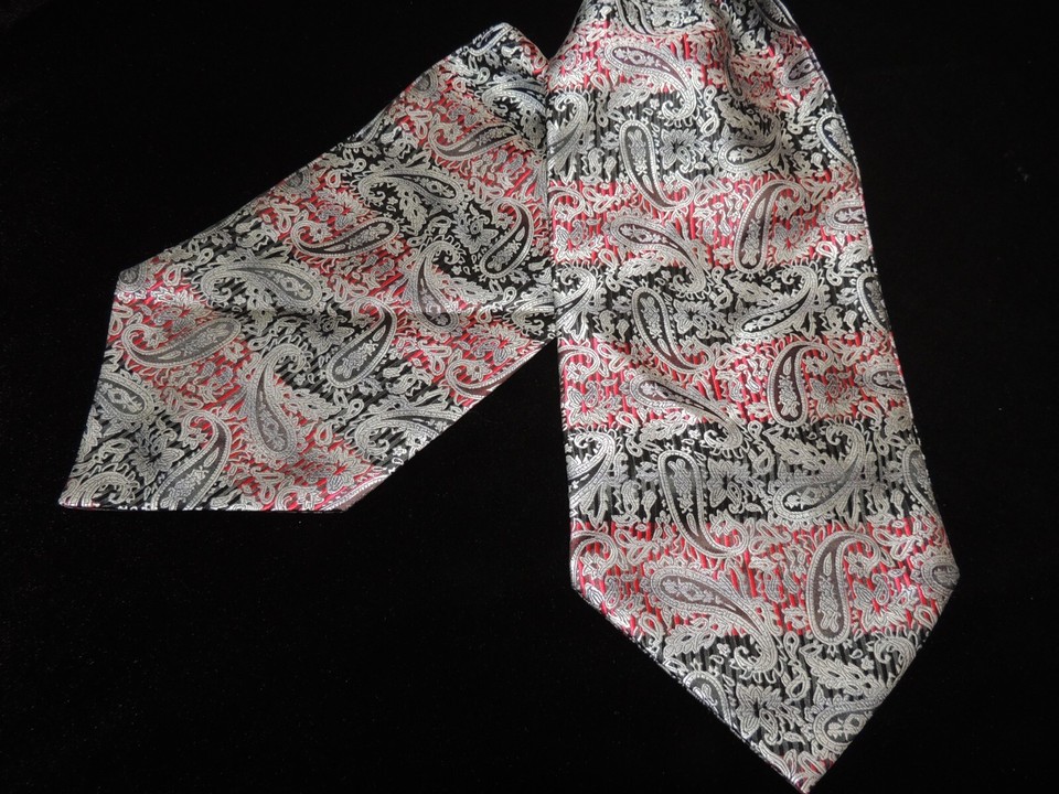 HI-Tie Men's Red & Black paisley neck tie Ascot Tie | eBay