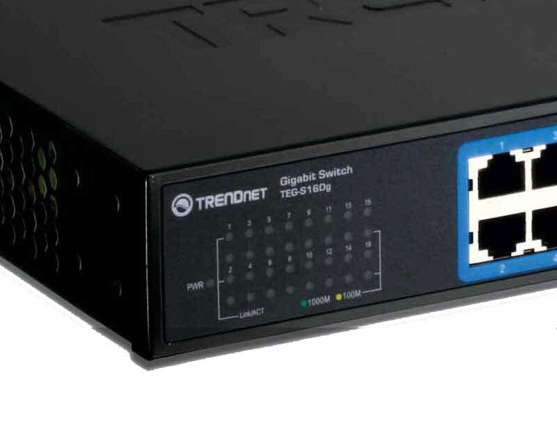 TRENDnet 16-port Gigabit GREENnet Switch w/ internl power- 16 x10-100 ...