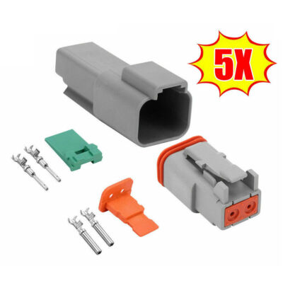 5 Pcs Waterproof Deutsch DT 2 Way Pin Male/Female Kit Electrical ...