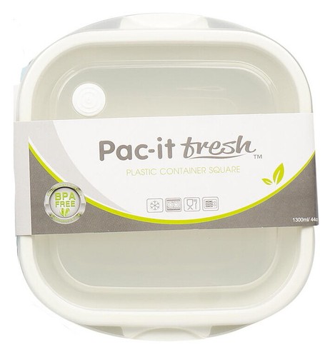 Large 44oz, BPA-Free, Square Plastic Container in White or Blue by Pac ...