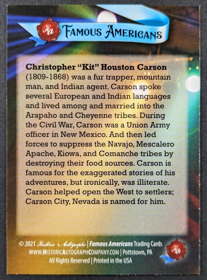 Kit Carson Mountain Man Trapper 2021 Famous American Card #23 (NM) | eBay