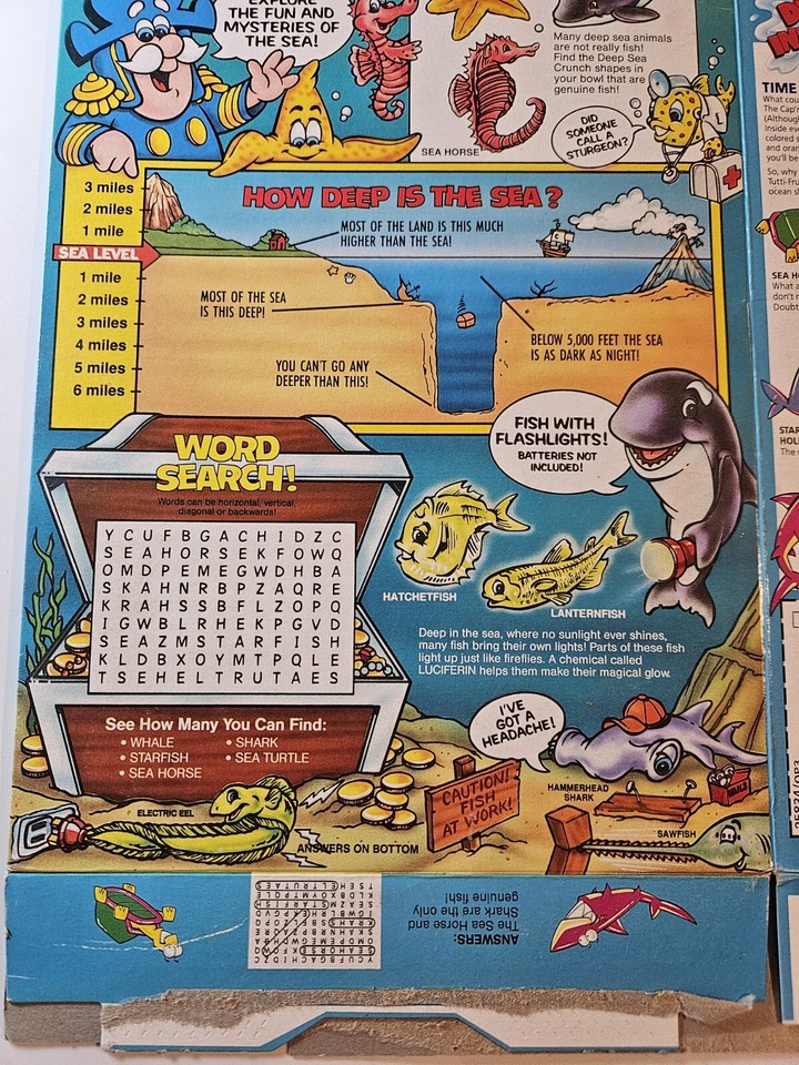 1993 "NEW!" Cap'n Crunch's Deep Sea Crunch RELEASE Cereal Box Flat | eBay