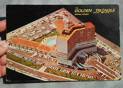 1950s GIANT Aerial View The Golden Triangle Motor Hotel Pool Old Cars ...
