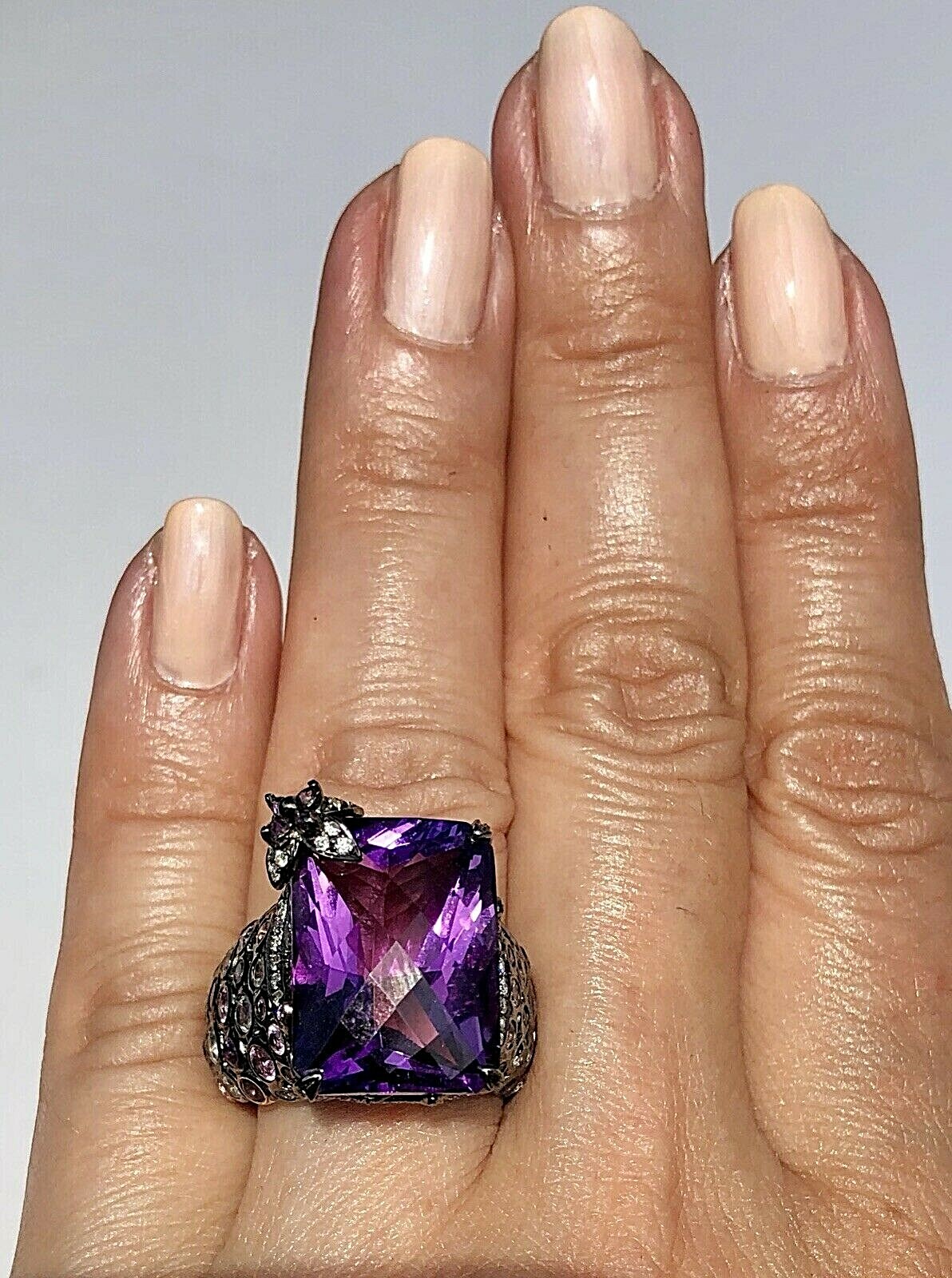 Vintage Diamond Pink Sapphire Ring Estate Fine Jewelry Pre-Owned 18K ...