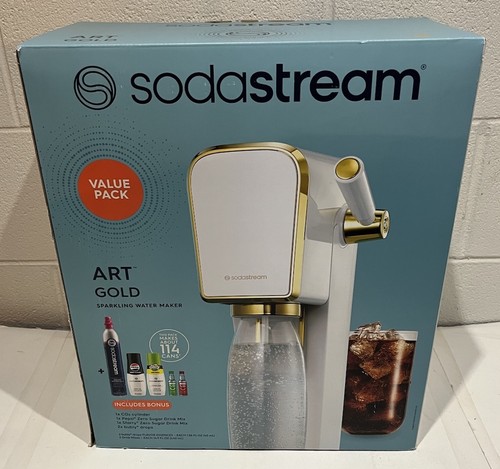 SodaStream Art Gold Soda Maker with Additional Cylinder & Flavors ...
