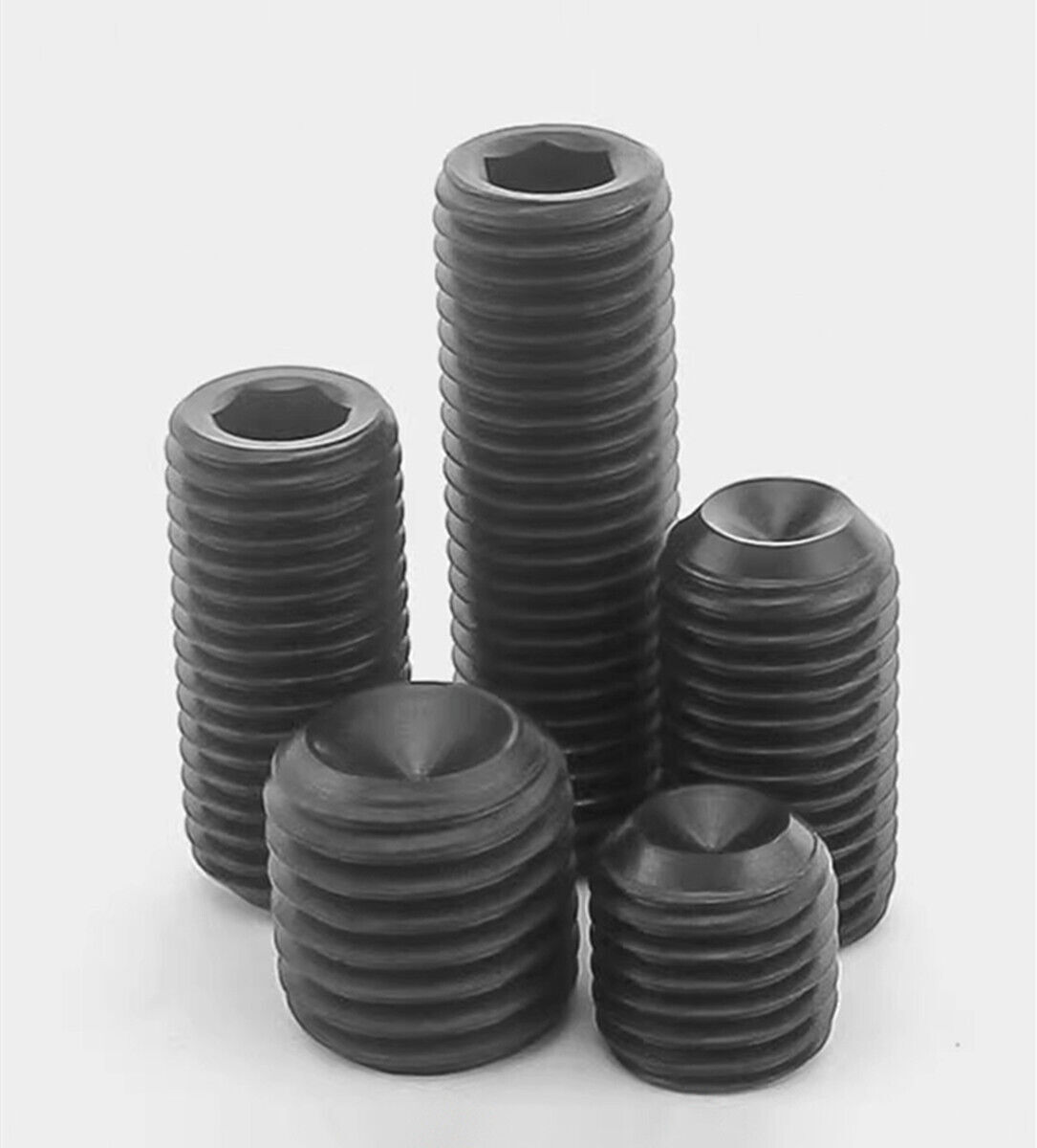 Black Steel 12.9 Hex Socket Set Screws Cup Point Grub Screws M8-M24 | eBay