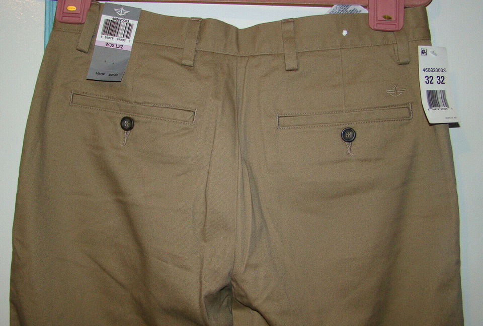 Dockers Easy Khaki TAN Flat Front Straight Fit D2 Pants Size 32 X 32 ...
