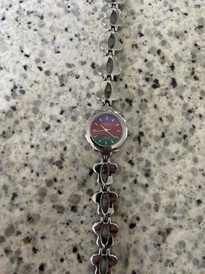 Geneva Womens Silver Tone Rainbow Dial Watch | eBay