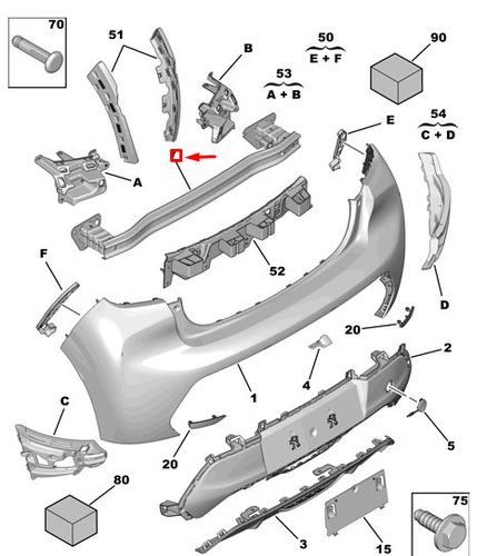 PEUGEOT 208 MK2 P21 Rear Crash Reinforcement Bar 9825456380 New Genuine ...