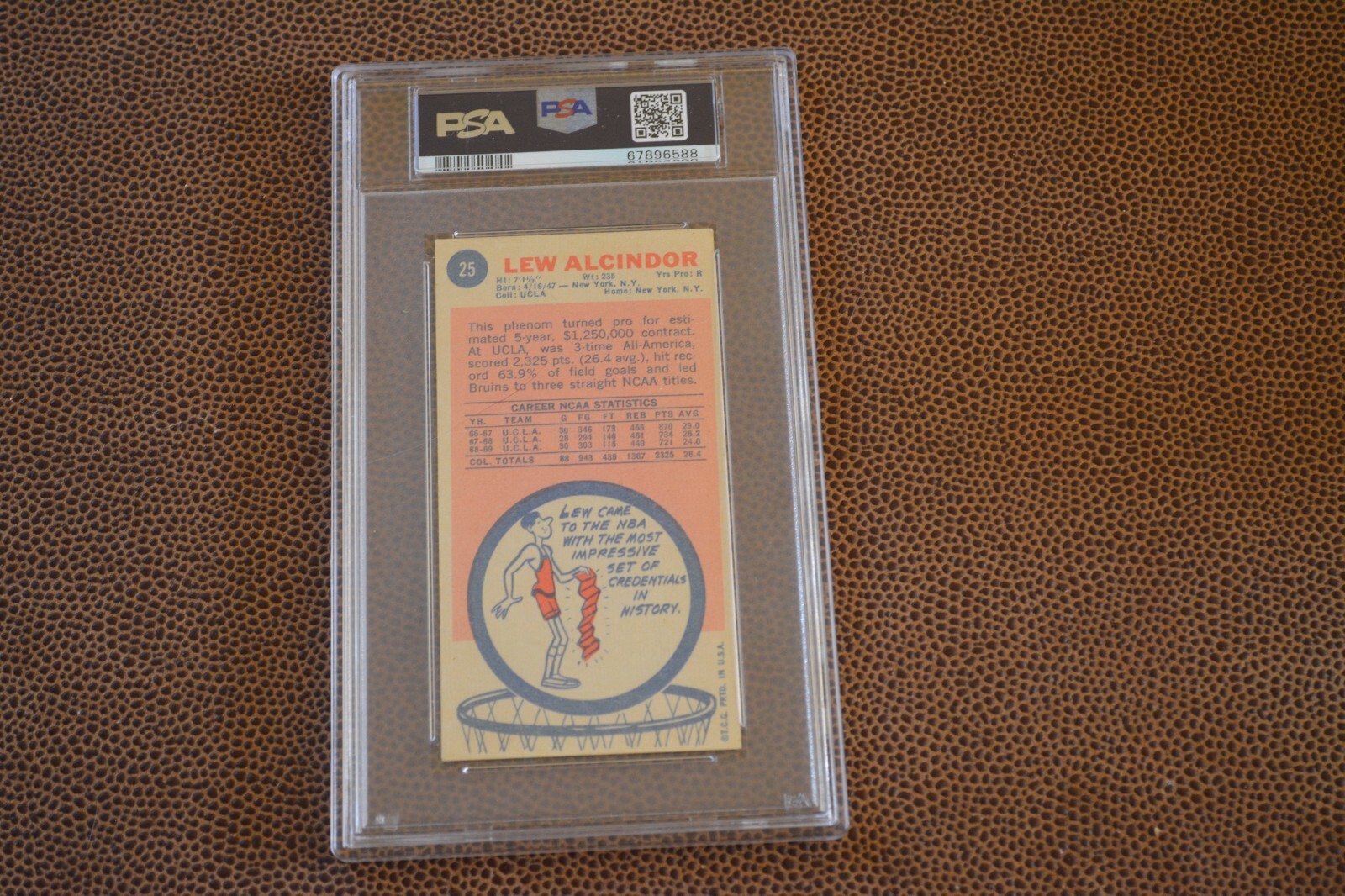 1969 Topps Lew Alcindor / Kareem Abdul-Jabbar Rookie Card #25 PSA VG-EX ...