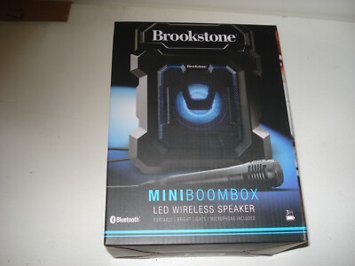 Brookstone Mini Boombox Bluetooth Speaker, Dynamic Sound, LED ...