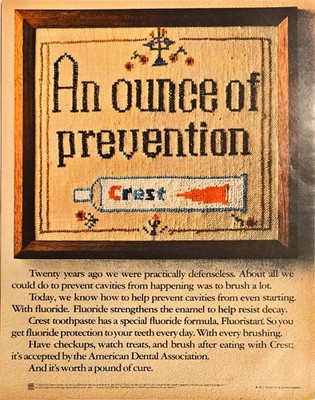 Crest Toothpaste An Ounce Of Prevention of cavities-1972 Vintage Print ...