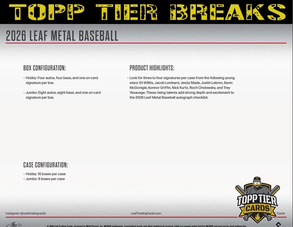 NEW YORK YANKEES 2026 LEAF METAL BASEBALL 10X HOBBY BOX FULL CASE BREAK ...