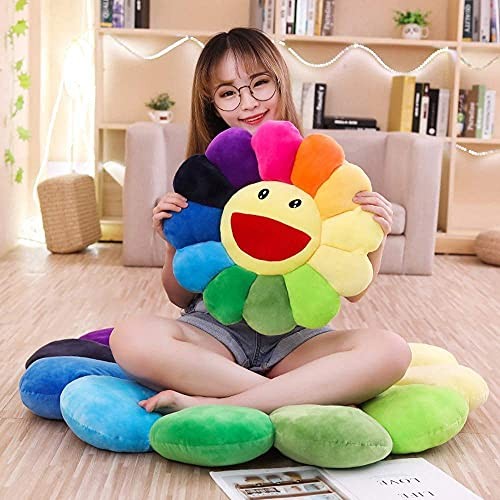 Smile Face Plush Rainbow Pillow, Sunflower Indie Decor Plush 40CM ...