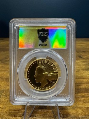 2019-W PCGS SP70 DMPL $100 Gold Label Ultra Breaks. High Relief 1 oz ...