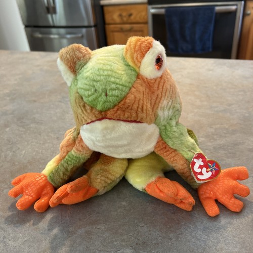 TY Beanie Baby Buddy 13" Prince The Frog Green Orange Plush Stuffed Tie ...