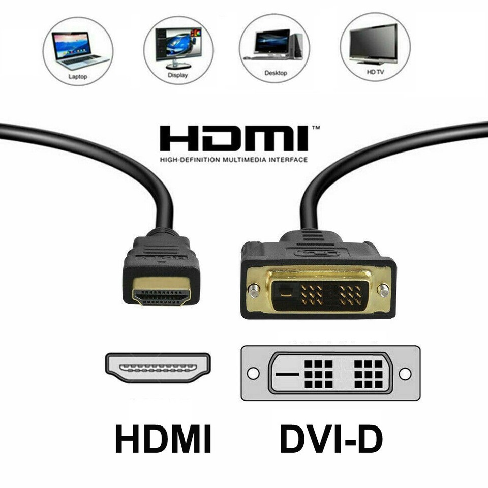 HDMI to DVI-D Monitor Display TV Adapter Cable Male/Male HD 1080p HDTV ...