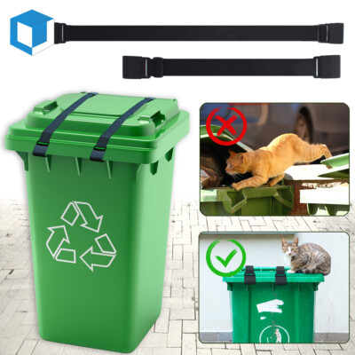 2x Trash Can Lock Strap for Animals Raccoons Metal Double Claw Garbage ...