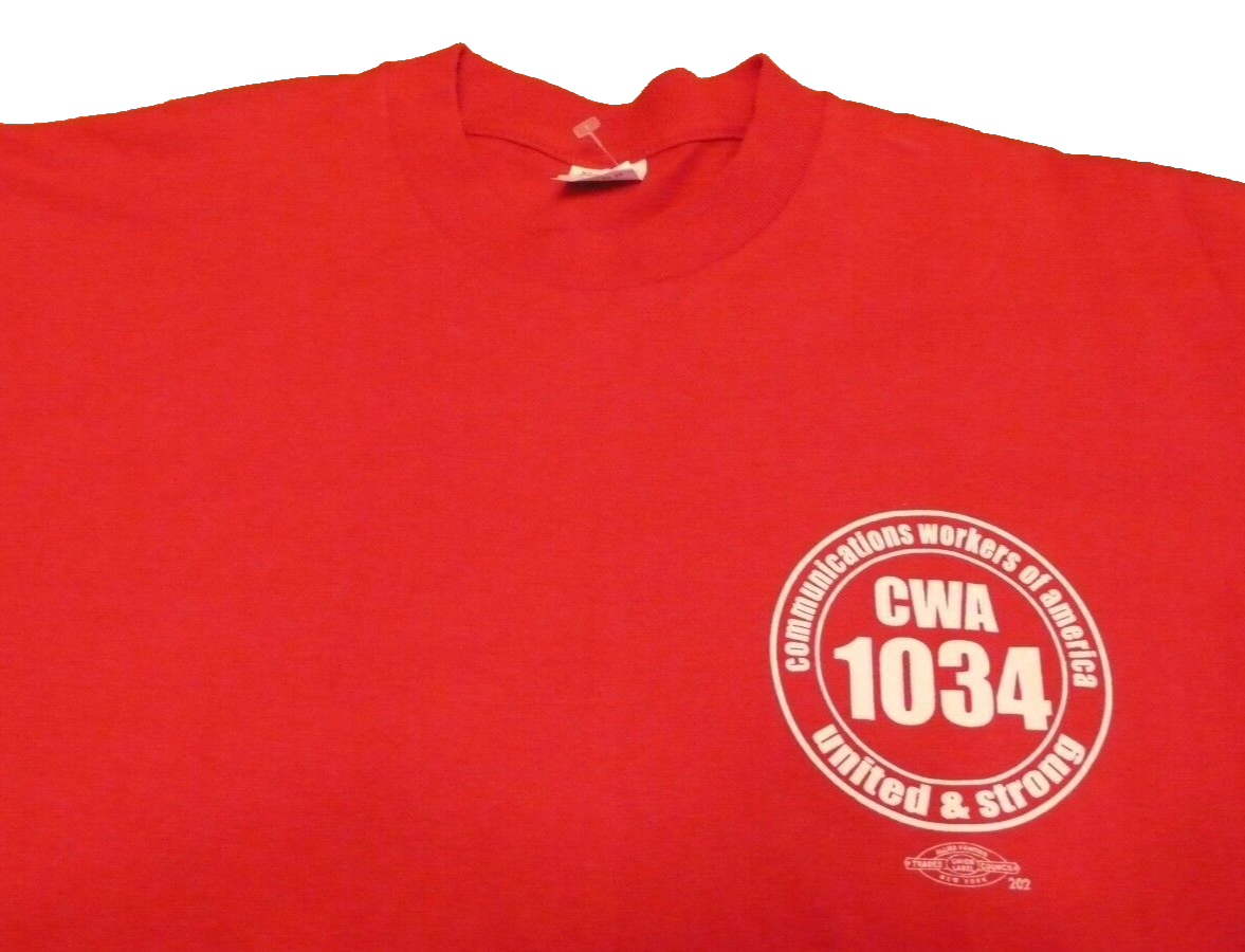 CWA 1034 Communications Workers of America Trenton NJ XL Red T-Shirt ...