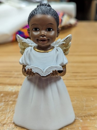Black African American - Angel Cherub Reading the Bible 4 inches TALL ...