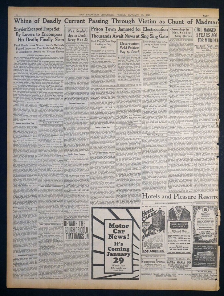 1928 San Francisco Newspaper Front Pages - Ruth Snyder Electrocuted For ...