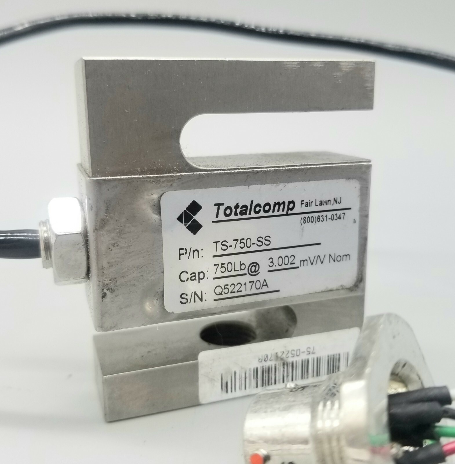 Totalcomp TS-750-SS Load Cell 750-Lb Capacity @ 3.002mV/V Sealtron ...