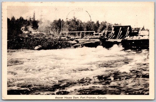 Postcard Fort Frances ONT c1937 Beaver House Dam Rainy River District ...