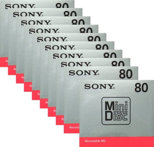 SONY MDW80T MD Blank Minidisc 80 Minutes Recordable Lot of 10 discs set ...