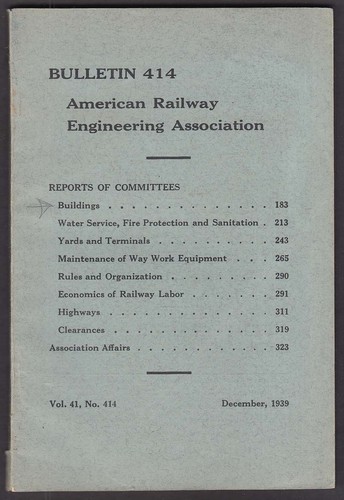 American Railway Engineering Bulletin Report 6 12/1939 | eBay