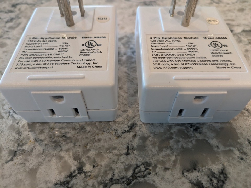 X10 AM466 Powerhouse 3 Prong Appliance Module - 2 Lots Of 2 Available ...