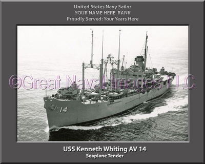 USS Kenneth Whiting AV 14 Personalized Canvas Ship Photo Print Navy ...