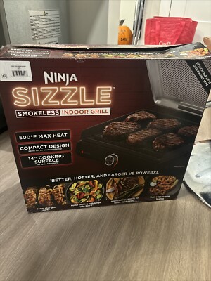 Ninja GR101 Sizzle Smokeless Indoor Grill & Griddle, 14 ...