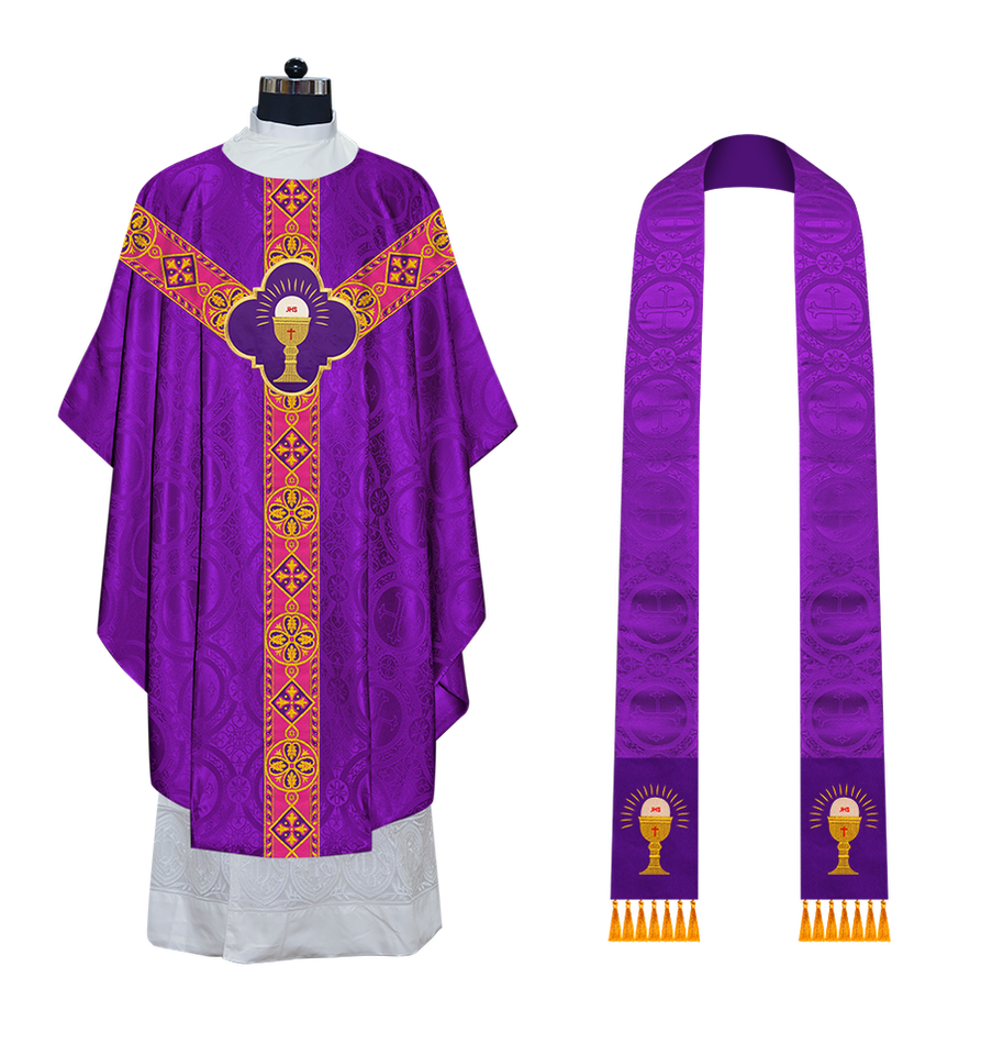 Elegant Violet Gothic Chasuble Vestment with Chalice Motif – Pastor ...