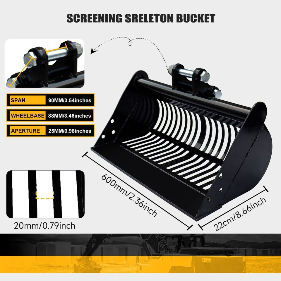 600mm 23.6in Screening Skeleton Bucket for Mini Excavators 0.8ton 1ton ...