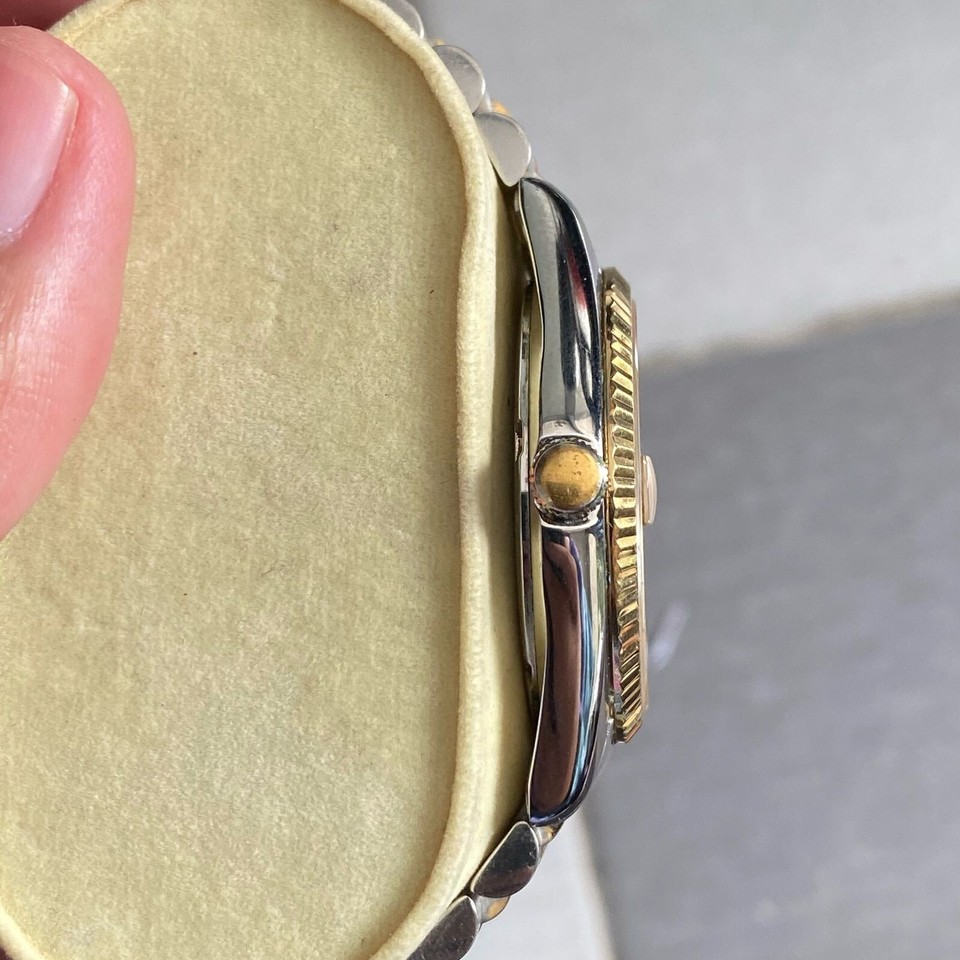 RARE Cyma President Date Quartz Gold Dial Two Tone Swiss Made Vintage ...