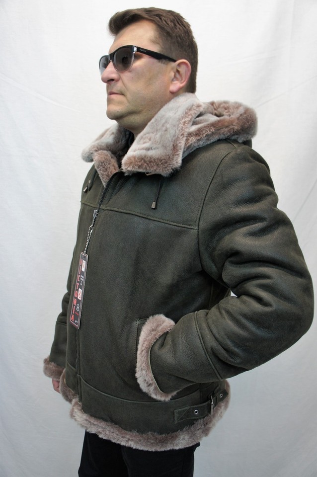 B3 Military Flight Men 100% Real Sheepskin Shearling Leather Bomber ...