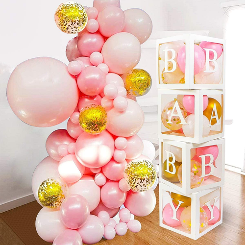 82PCS Baby Shower Decorations Jumbo Transparent Baby Block Balloon Box ...