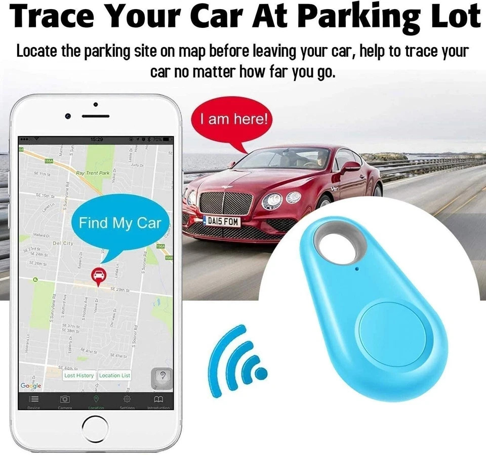 Bluetooth GPS Tracker Tag Wireless Key Finder Valuables Alarm Anti-Lost ...