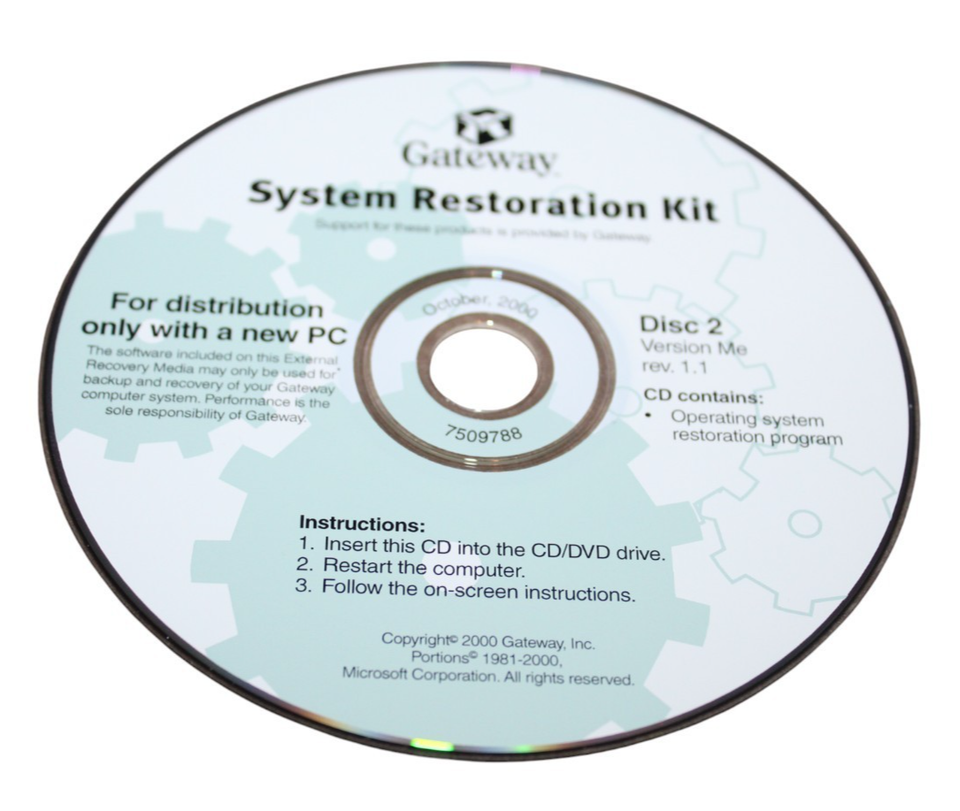 Gateway System Restoration Kit Version 3 CD DVD Complete 3 Disk Restore ...