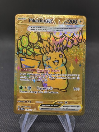Pokemon Card - Prismatic Evolutions Gold Pikachu ex 179/131 Secret Rare ...