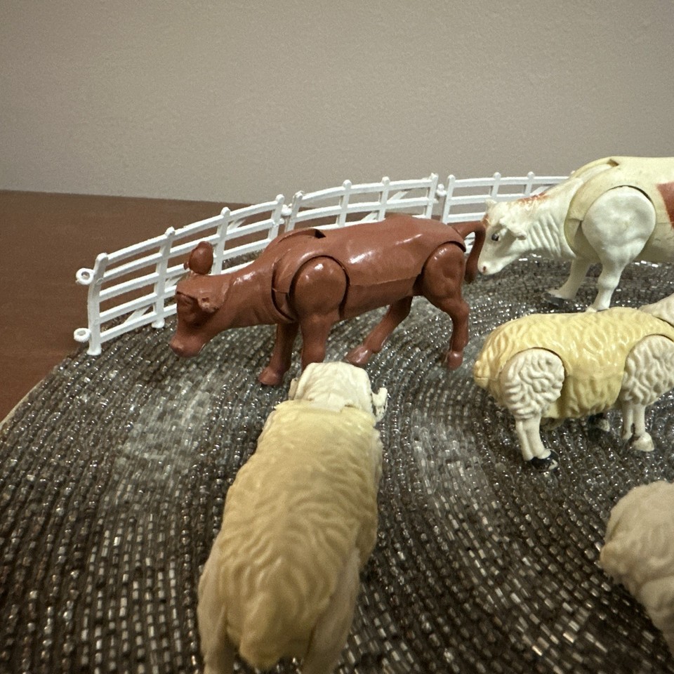 VTG 70s Articulated Farm Animals Toy Plastic Figures Posable Horse Cow ...