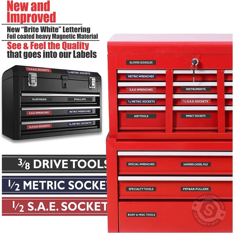 Magnetic Tool Chest Drawer Labels for Craftsman & Mechanics Organize ...