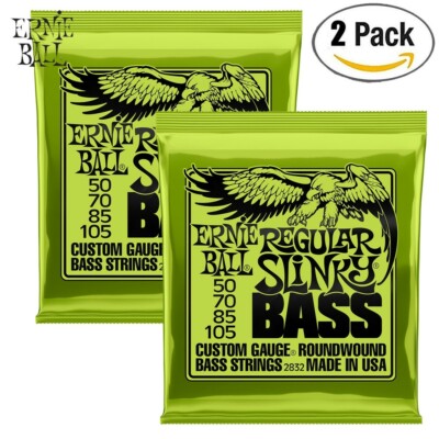2-PACK Ernie Ball 2832 Regular Slinky Electric Bass Strings Custom ...