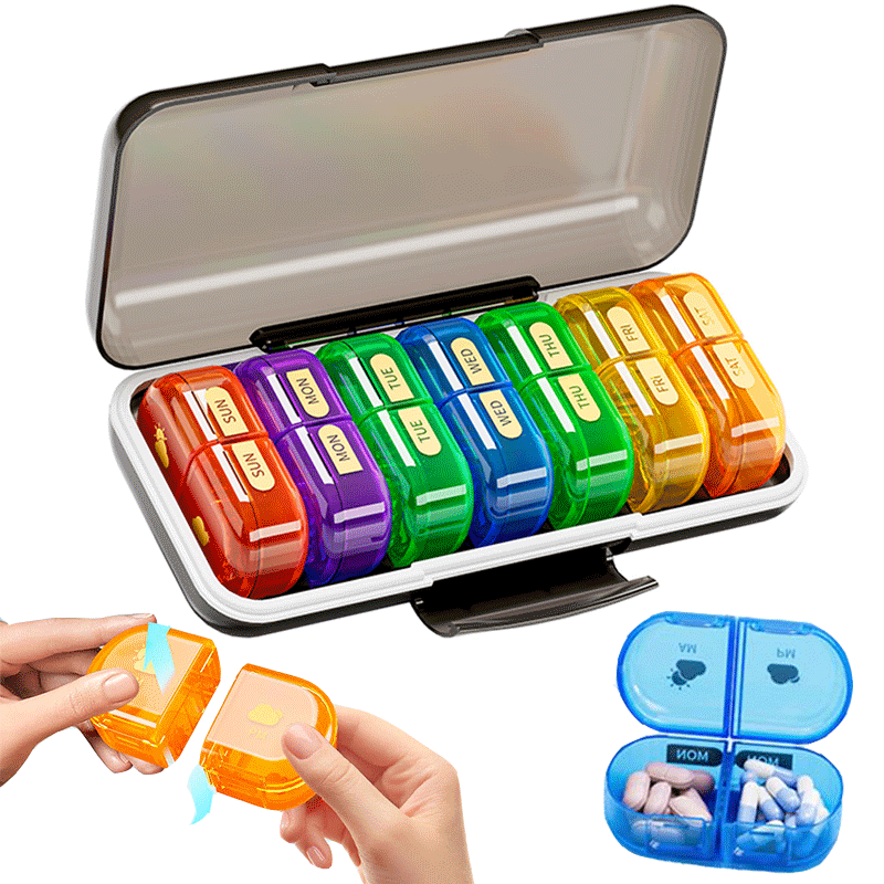 2 Times a Day Weekly Pill Organizer Daily Case 7 Day Box Storage ...