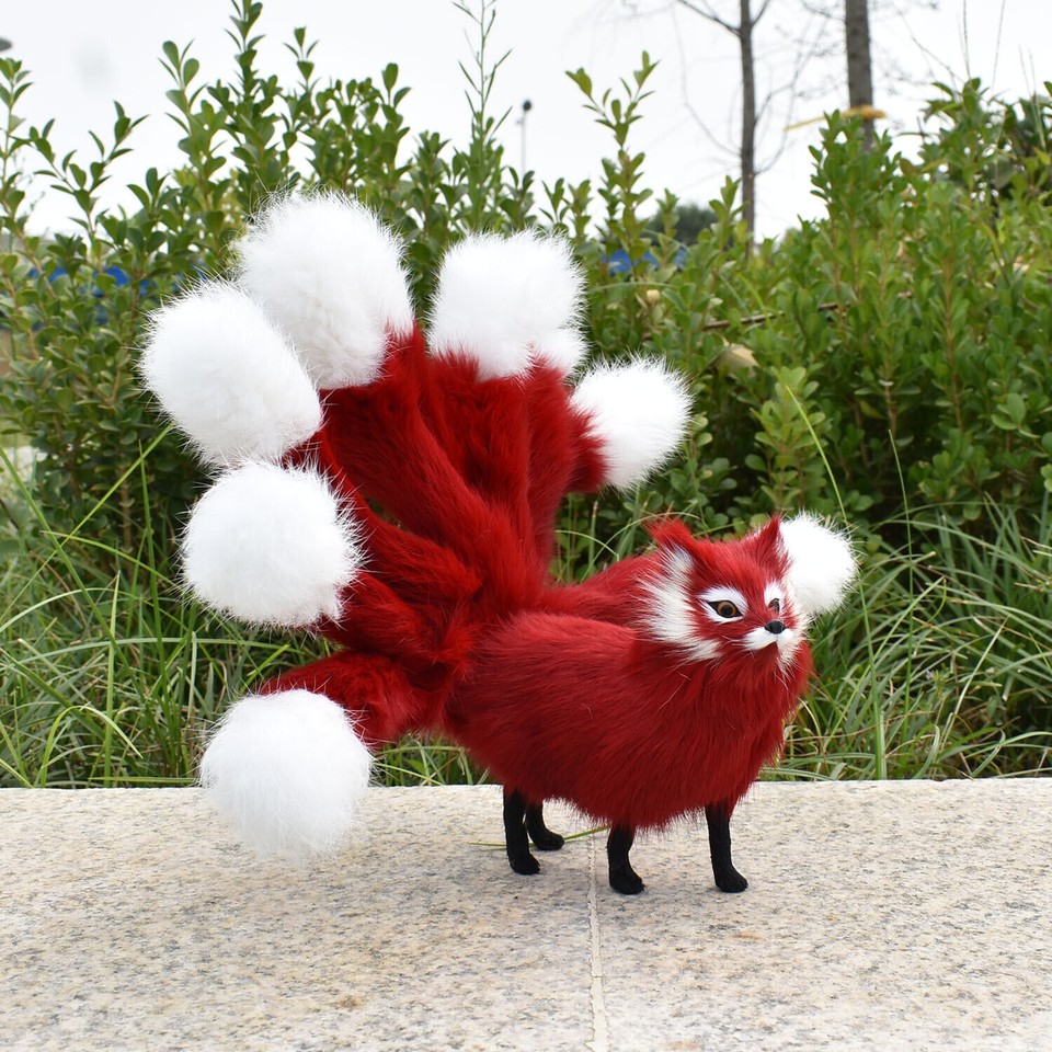 Nine-tailed Fox Plush toy Simulated Animal Stuffed Toy Model Decor Gift ...