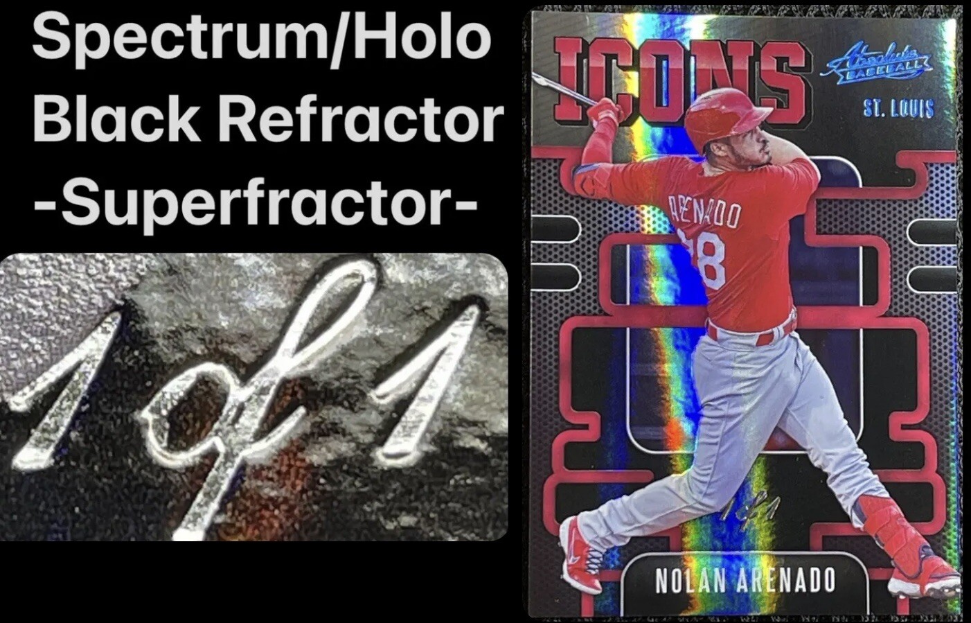 1/1 2021 Absolute Nolan Arenado Superfractor Black Icons Spectrum Holo ...